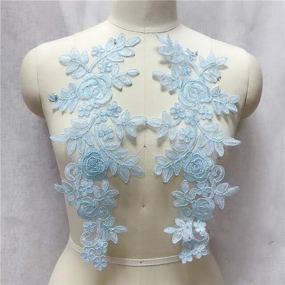 Large Blue Embroidered Applique Pair AB1053 – Mirabelle Costume Trims